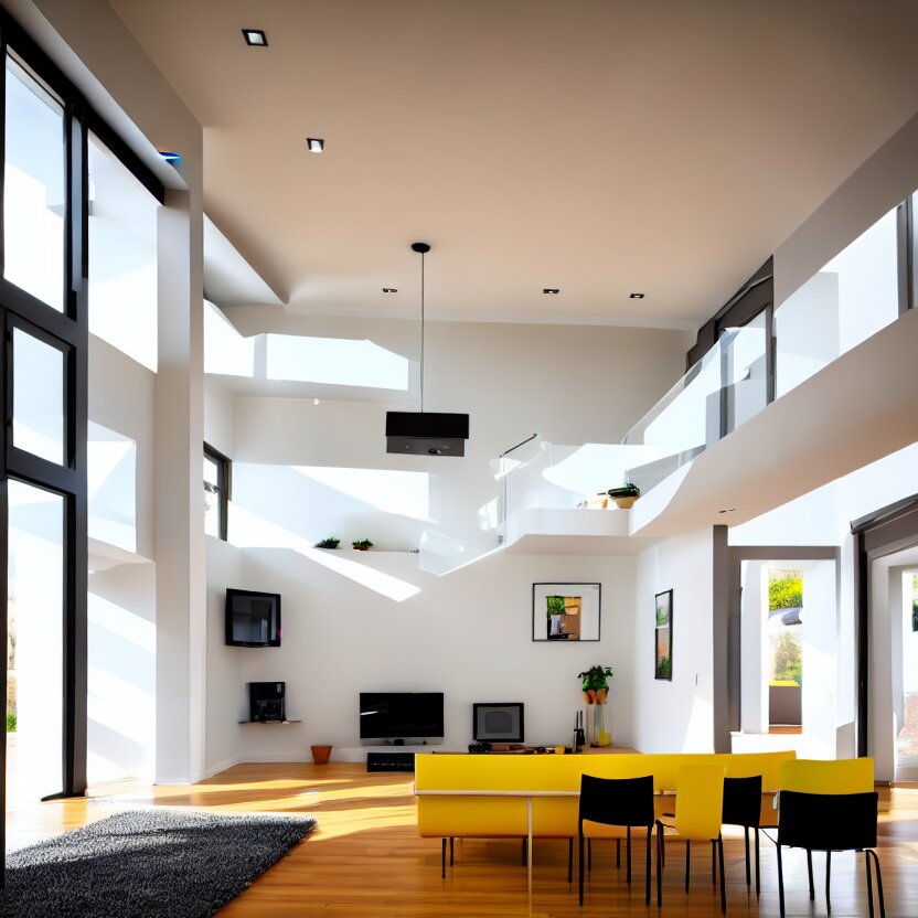 Interior photograph of a bright modern house, 8k, ultra HD - Arthub.ai