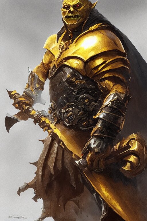 Lexica - Orc in golden armour and black cape with hood, d & d, fantasy ...
