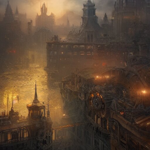 Lexica - Steampunk city, sunrise, landscape, intricate, detailed ...
