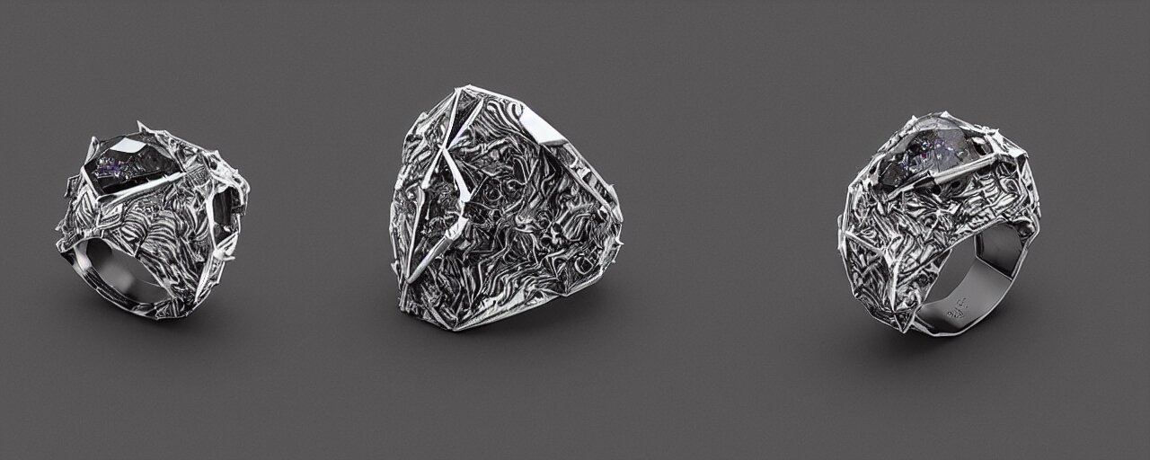 Lexica - Black magic crystal ring, fire, flame, crystal, engravings ...