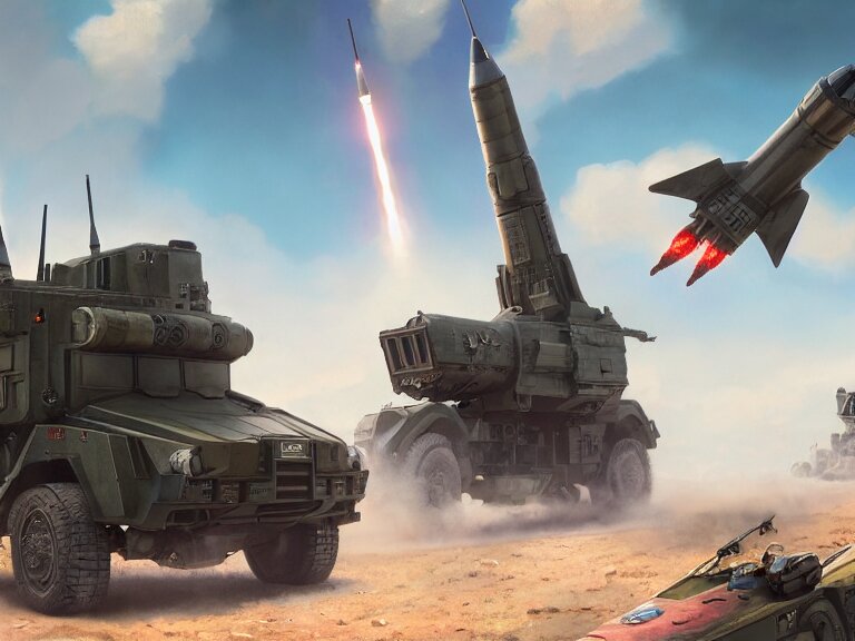 Lexica - Multiple Rockets Launch System military vehicle, Oil Painting ...