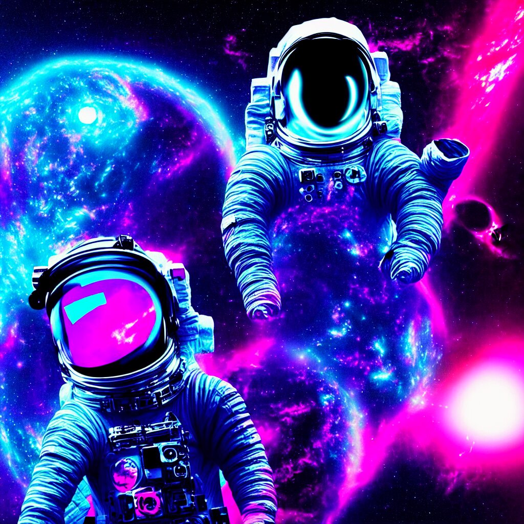 astronaut sucked into blackhole synthwave, glitchy, reflective ...