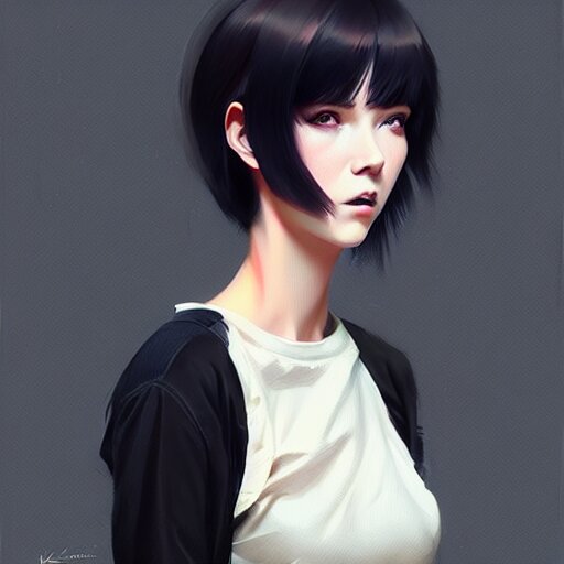 Lexica - Elegant girl in urban outfit, cute fine face, digital painting ...