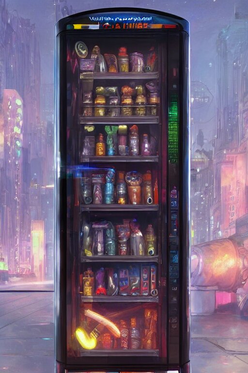 Lexica - futuristic vending machine with magic potions inside, highly ...