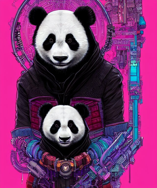 Lexica - A portrait of a cyberpunk panda, mandala, fantasy, intricate ...