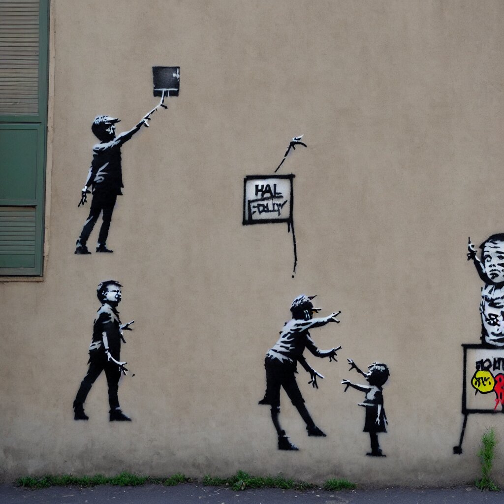 Lexica - Wall with famous banksy graffiti