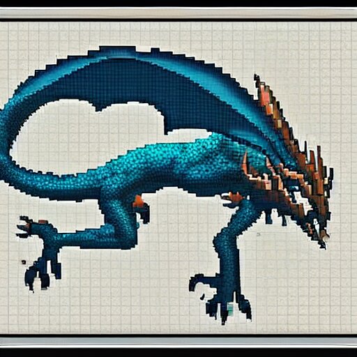 blueprint of a fantasy dragon pixel art - Arthub.ai