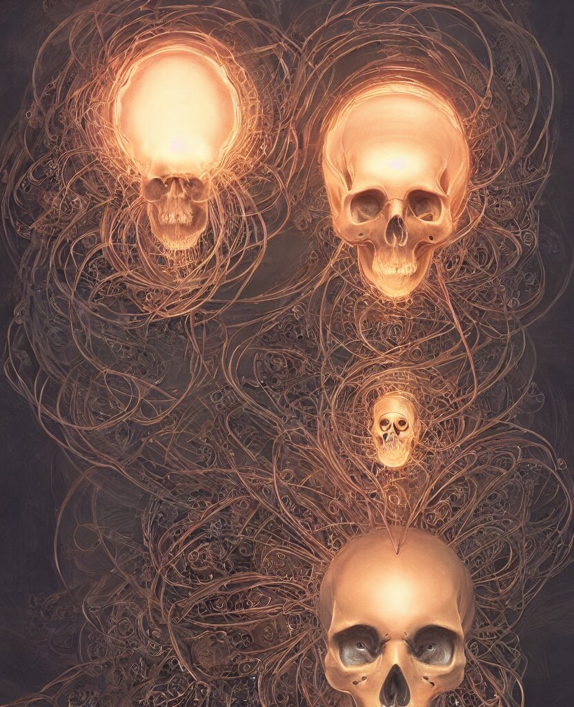 Lexica - Goddess portrait skull. jellyfish butterfly phoenix head. bio ...