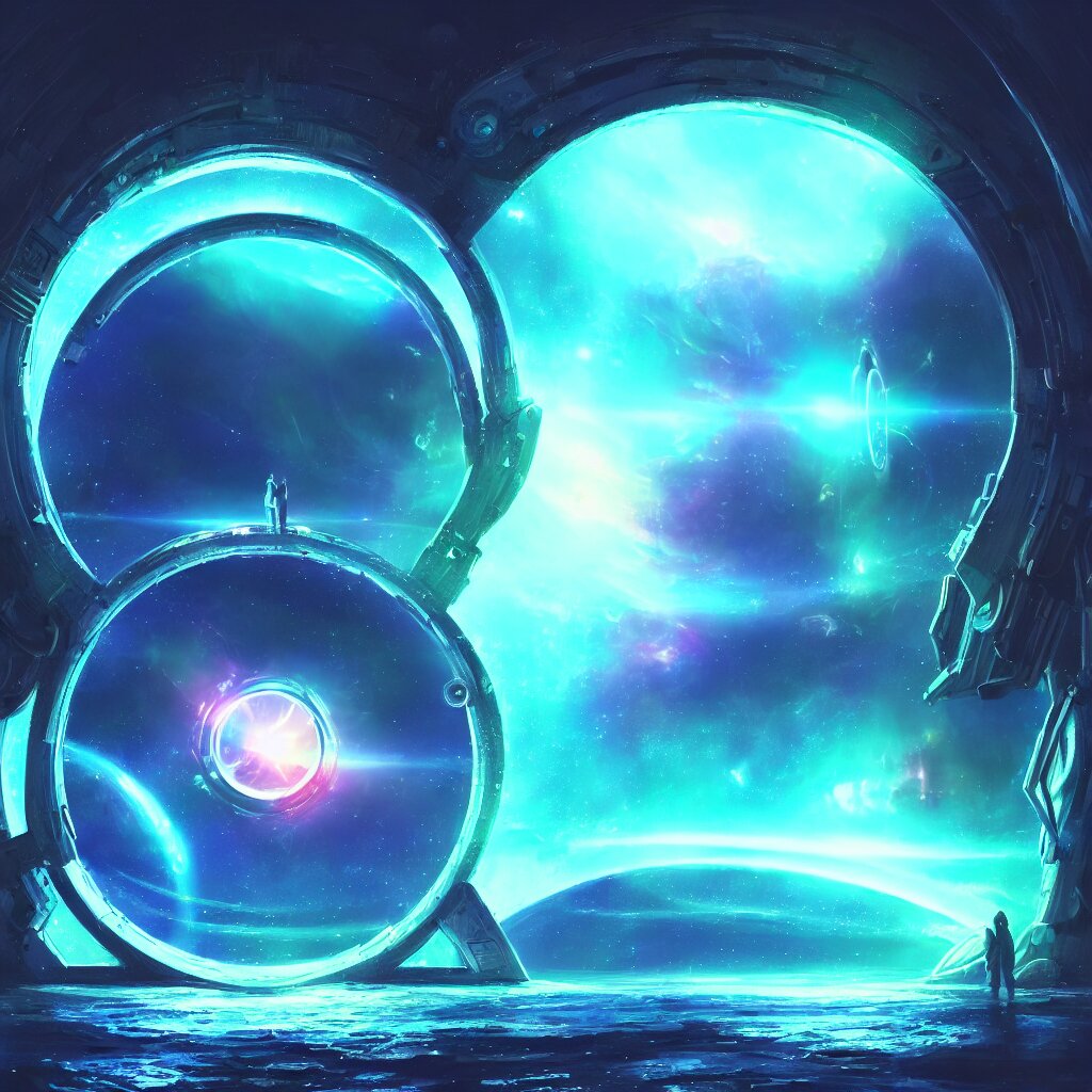 Lexica - Space scene fantasy portal round gate, star sky neon portal ...