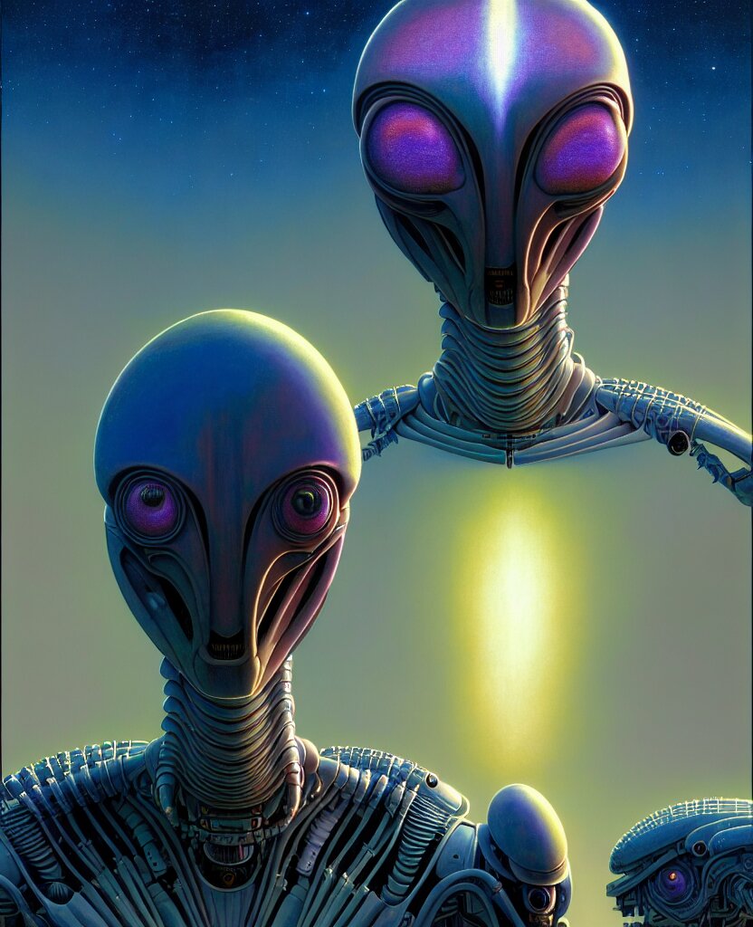 Lexica - Humanoid robot,, symmetry, faded colors, exotic alien features ...