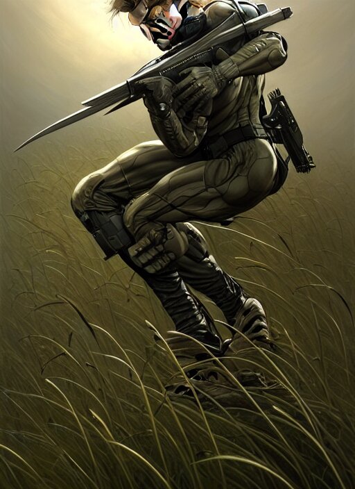 Lexica - Metal gear solid snake prone in an open field, intricate ...