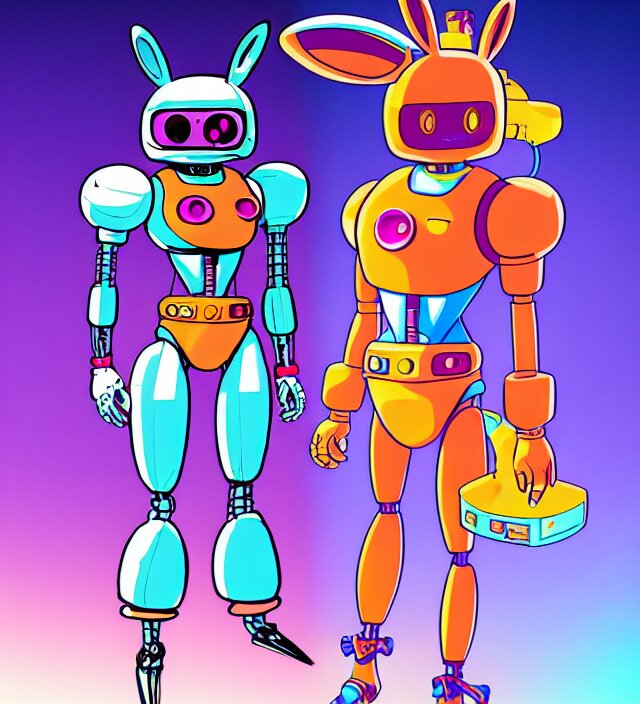 Lexica - Retrowave robot rabbit girl protagonist, animation character design by akira toriyama ...