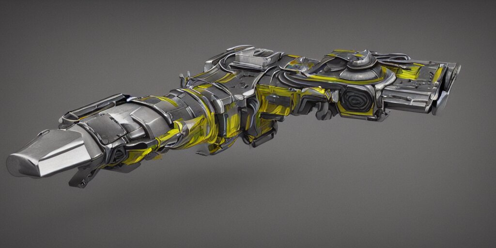 detailed cyber punk 3D ray gun made from DeLorean scrap parts, r ...