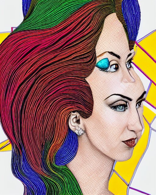 Lexica - A young woman with an extravagant hair style, colored pencil ...