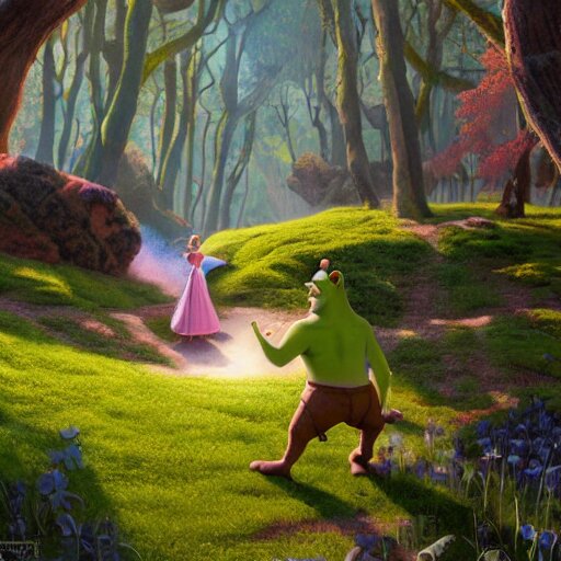 Lexica - Shrek falling into wonderland, illustration, storybook ...