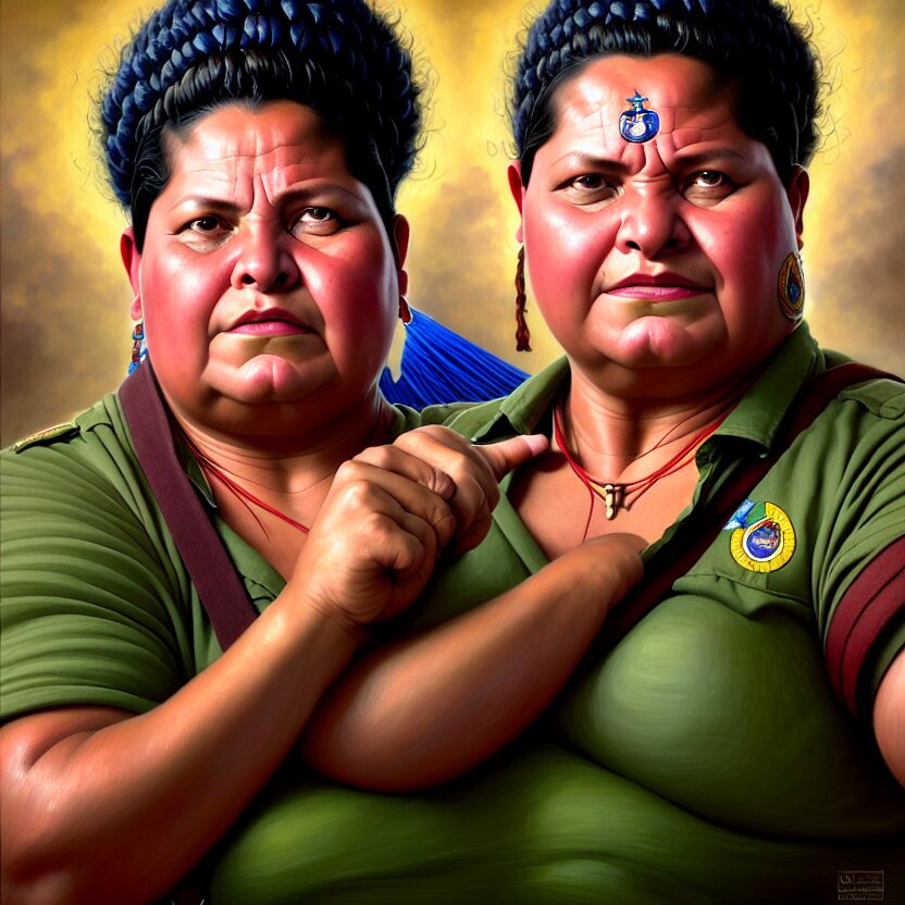 Lexica - Epic portrait of muscular rigoberta menchu wearing short ...