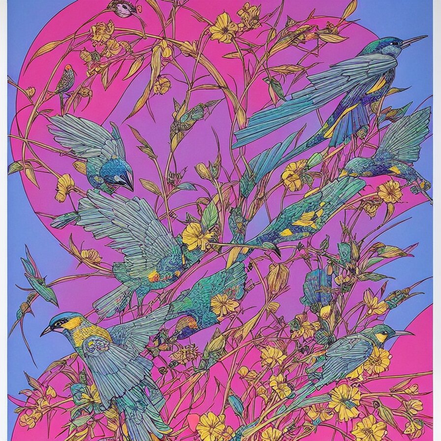 Lexica - ( ( ( ( beautiful flowers and birds, surrounded by decorative ...