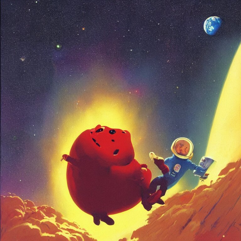 Lexica - The kool-aid man in space, by John Harris, concept art