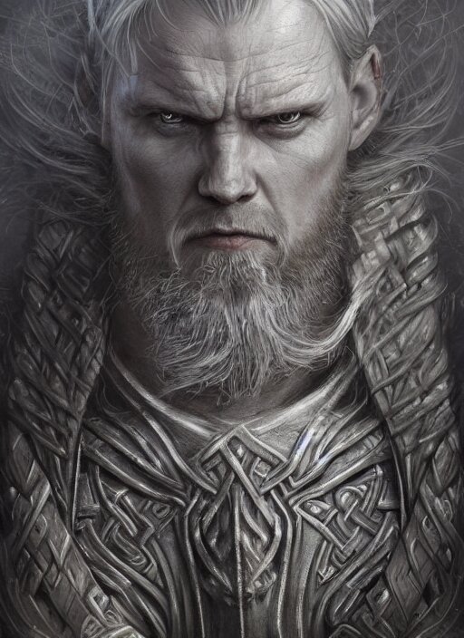 Lexica - Closeup portrait shot of a norse god in a scenic dystopian ...