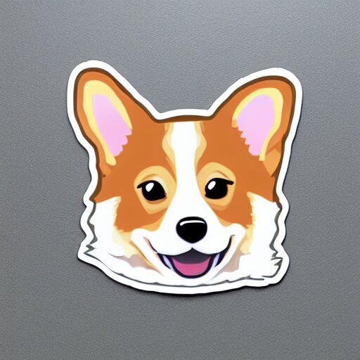 Lexica - A kawaii chubby goofy cute corgi sitting upright sticker ...