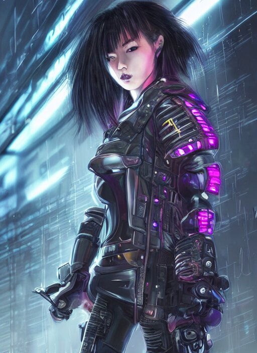 Lexica - Stunning futuristic superb cyberpunk young female Samurai ...
