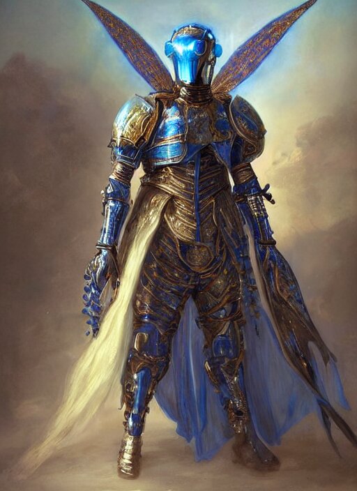 Lexica - Formal portrait of a cyborg locust warrior wearing plate armor ...