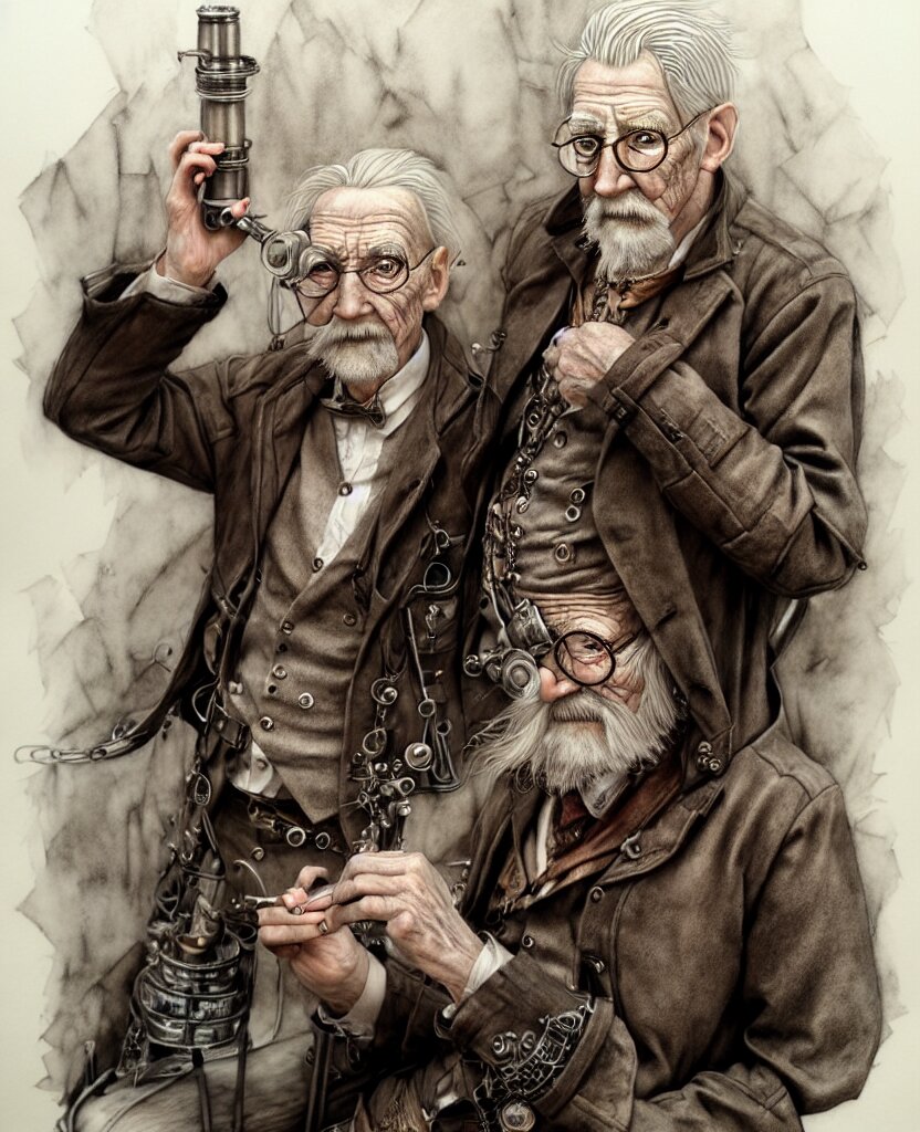 Lexica - Hyper realistic full figure pencil drawing of an older man ...