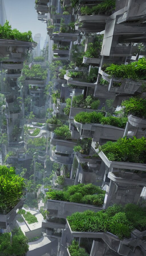Lexica - A futuristic Hanging Gardens of Babylon, sweat drops, insane ...
