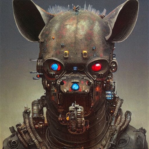hyena robot, cyberpunk, highly detailed quadrupedal cyborg, beks ...