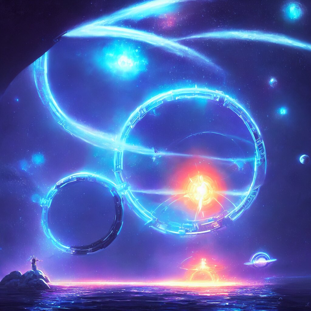 Lexica - Space scene fantasy portal round gate, star sky neon portal ...
