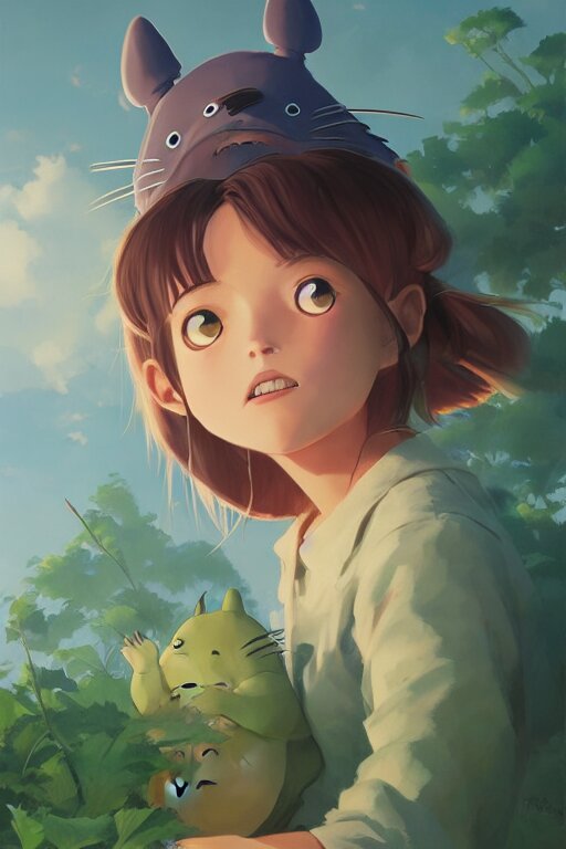 Lexica - Totoro portrait, by Jesper Ejsing, RHADS, Makoto Shinkai and ...