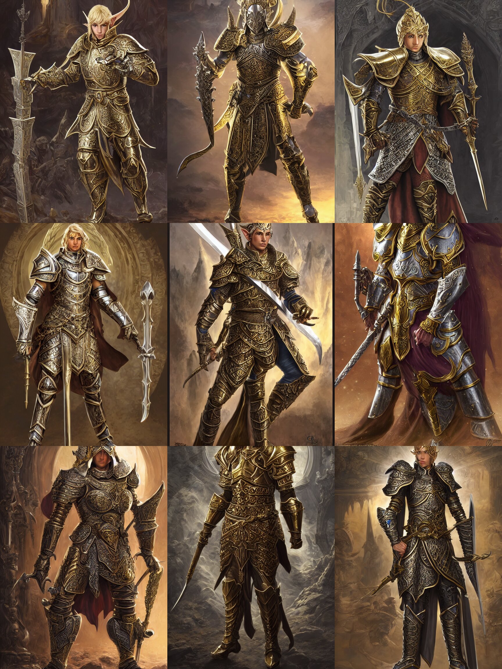 Lexica - Full body picture of a handsome male elf paladin in a temple ...