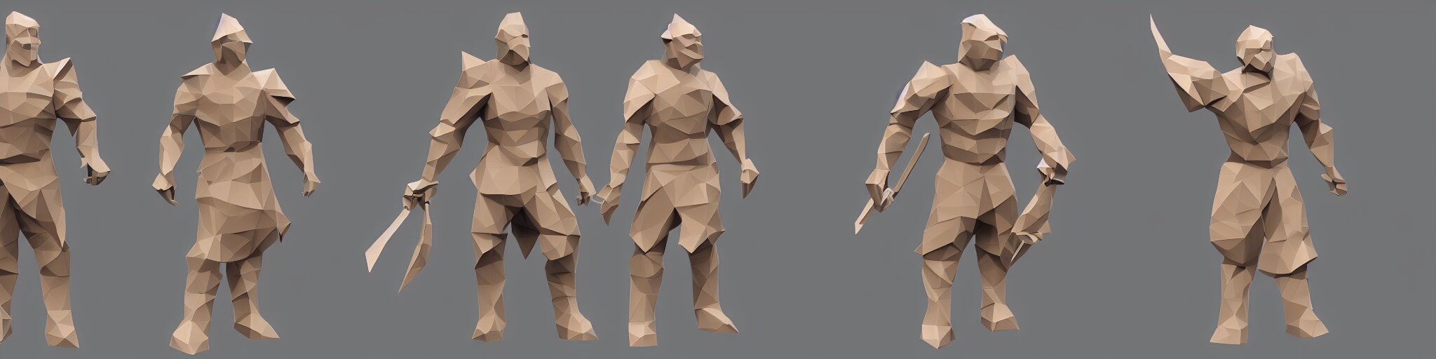 Lexica - A warrior, low poly, polygon, low poly character