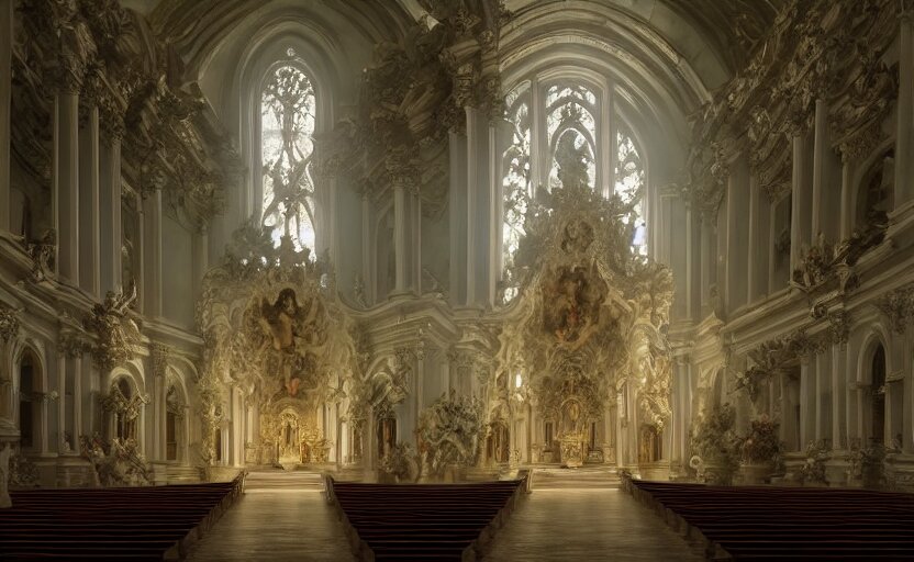 Lexica - A beautiful rococo chapel, in the center is a gorgeous massive ...