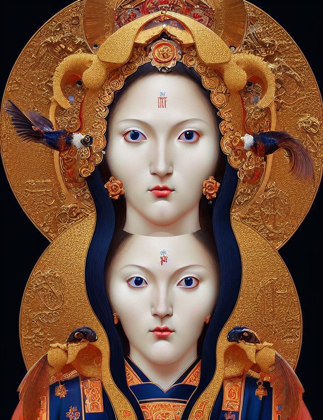 Lexica - 3 d goddess close - up profile portrait russian orthodox icon ...