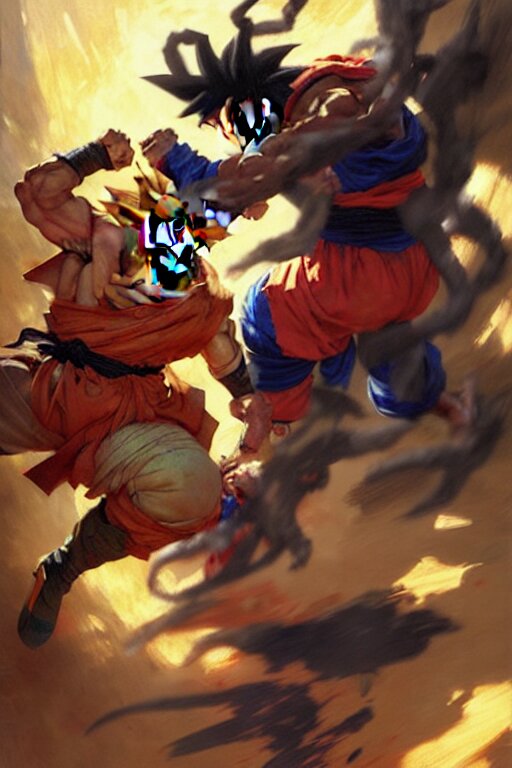 Lexica - Obama fighting goku portrait dnd, painting by gaston bussiere ...
