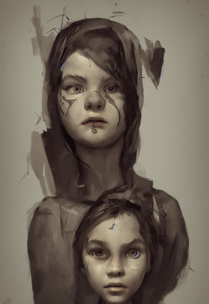 Lexica - Stylized portrait of a young and strong girl by Dave McKean ...