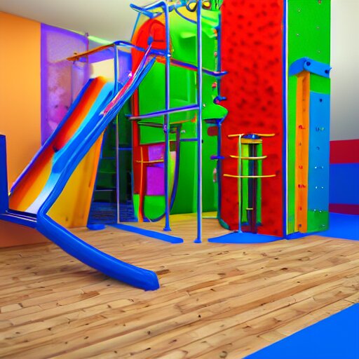 Lexica - An indoor play area with a slide and climbing wall, concept ...