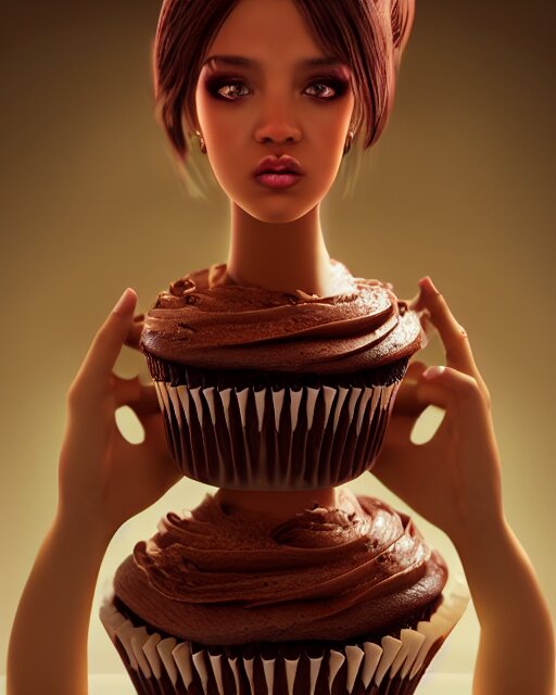 Lexica - Chocolate cupcake girl, fantasy bakery, digital art by krenz kushart, wlop, laurie ...