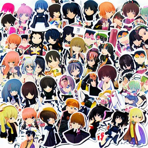 kawaii anime sticker, solo, - Arthub.ai