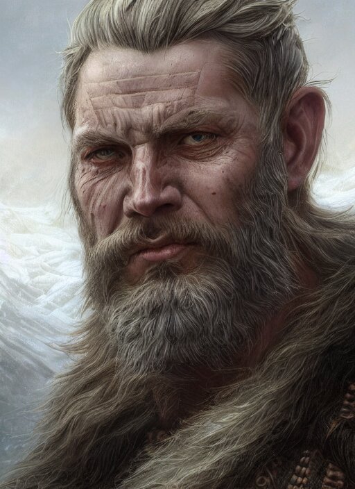 Lexica - Closeup portrait shot of a norse god in a scenic dystopian ...