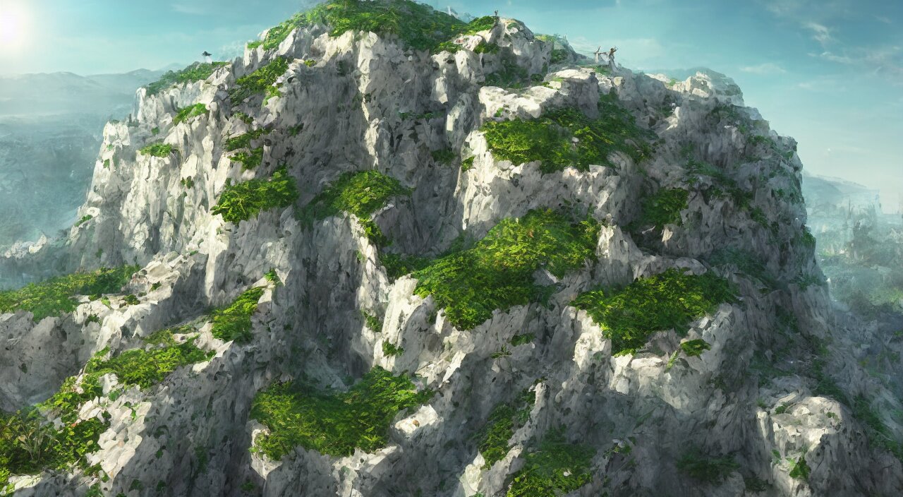 Lexica - giant clear place big white cliff edge megastructure the wall ...