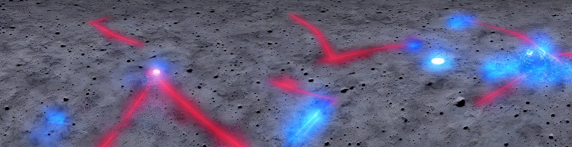 Lexica - Moonscape with lunar base, a red laser and a blue laser intersecting, unreal engine ...