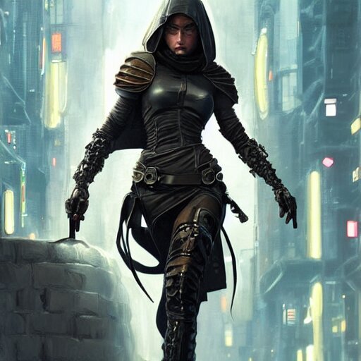 Lexica - Ultra realistic illustration, strong female rogue with leather ...