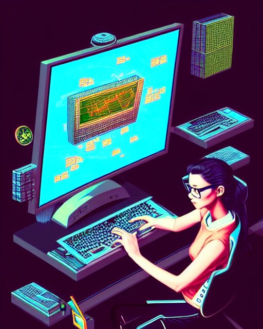 Lexica - Richly detailed color illustration of a nerd-using-a-computer-to-crack-the-code ...