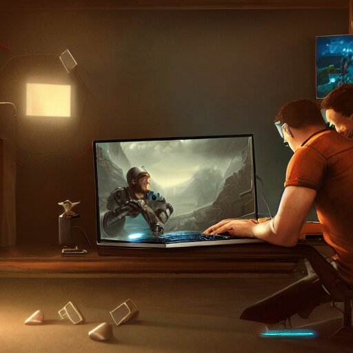 Lexica - Realistic successful man using laptop in gaming room ...