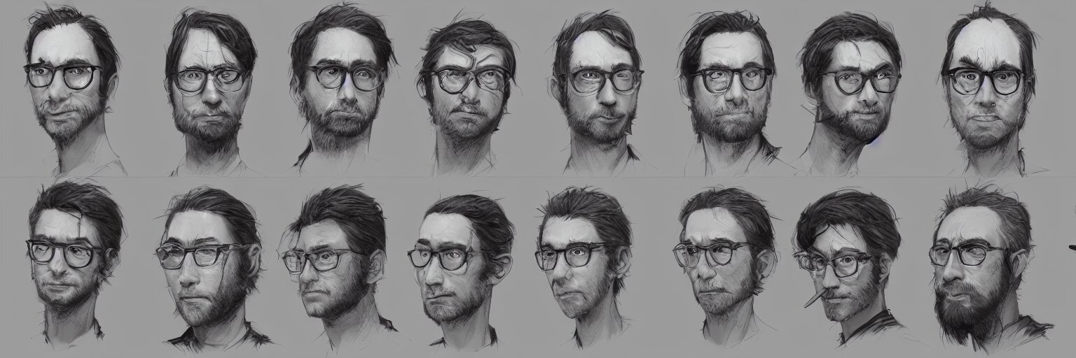 Lexica - Character faces, realistic john zorn, clear john face, glasses ...