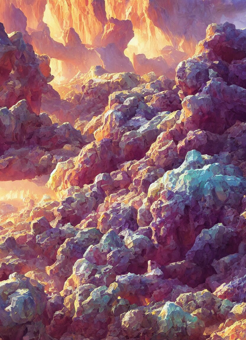 Lexica - Crystal geode desert, extremely detailed oil painting, rhads ...