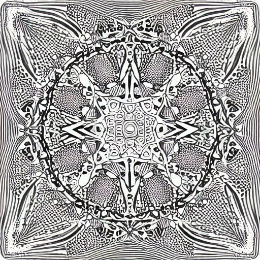 Lexica - Intricate pen plotter generative line art, black and white ...