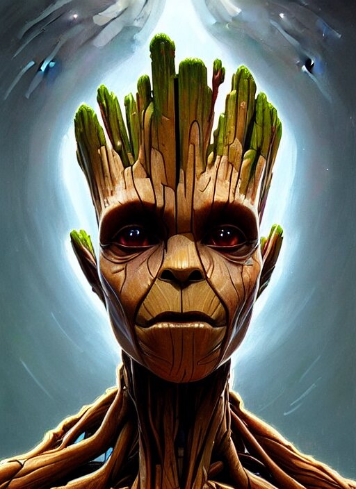 Lexica - Symmetry!! portrait of groot, intricate, elegant, highly ...